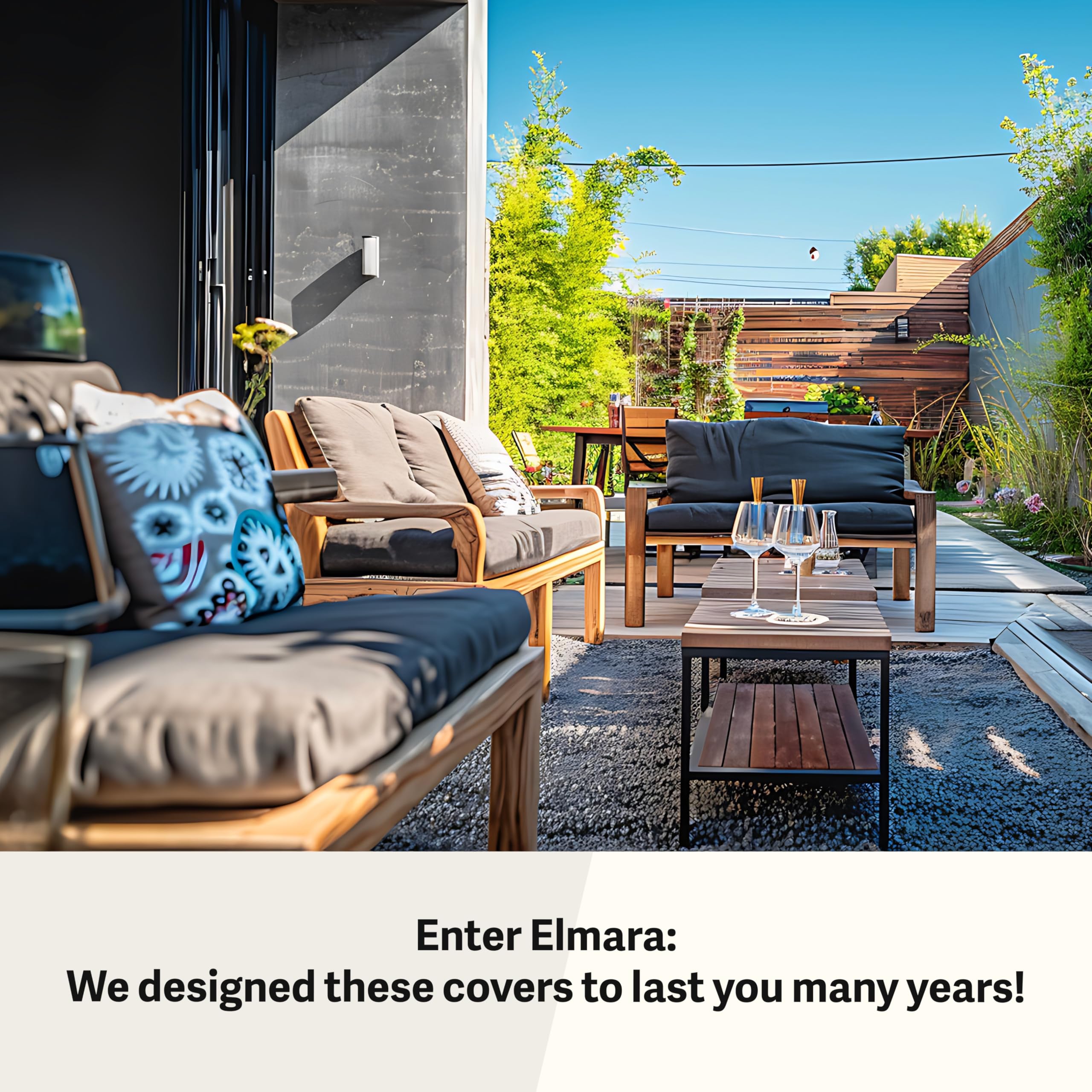 Elmara Outdoor Couch Covers β Waterproof, UV Fade-Resistant Outdoor Sofa Covers Made of Heavy Duty Olefin β Durable All Weather Design Keeps Your Couch or Loveseat Safe (Beige)
