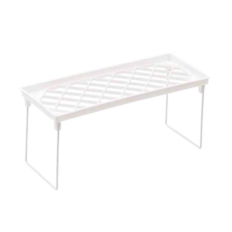 Enforose Desktop Shelf, Dormitory Storage Shelf Strong PP Metal Organization Storage Rack Simple Style Foldable Design Desktop Display Shelf for Office, Dorm, Home (Small)