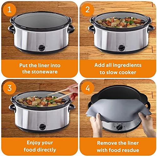 Silicone Slow Cooker Liners, Reusable Slow Cooker Liners For Crock-Pot 7-8-10 Quart Oval, Dishwasher Safe and BPA Free