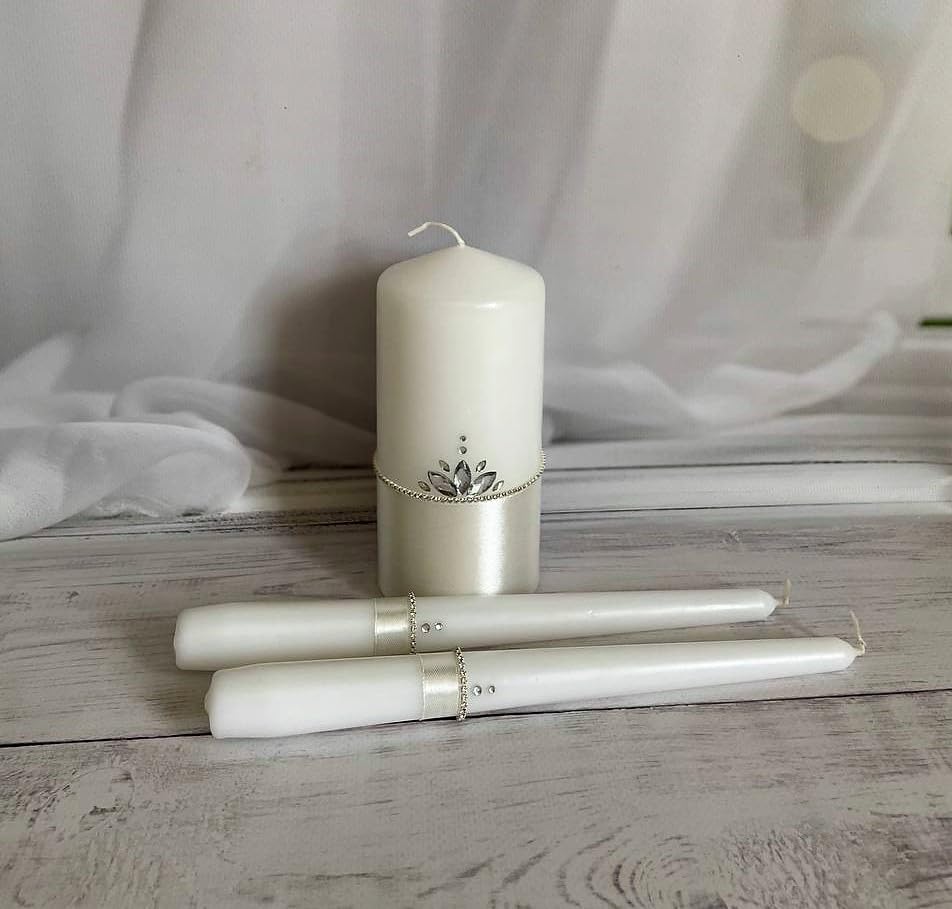 Magik Life Unity Candle Set for Wedding - Wedding Unity Set for Reception and Ceremony - Candle Sets - 6 Inch Pillar and 2 * 10 Inch Tapers