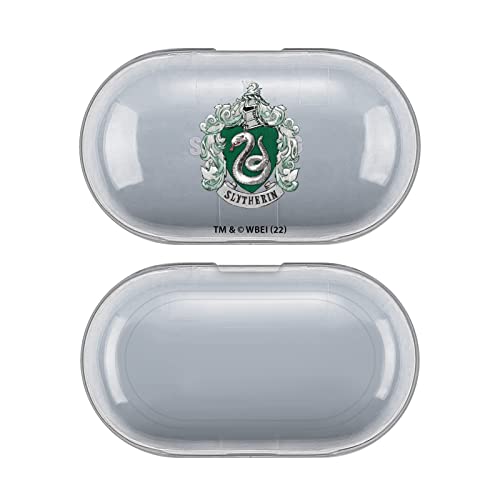 Head Case Designs Officially Licensed Harry Potter Slytherin Crests and Shields Clear Hard Crystal Cover Compatible with Samsung Galaxy Buds/Buds Plus