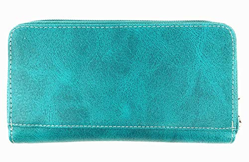 Texas West Women's Embroide Sugar Skull Handbag Purse Wallet Set in Multi Color (Turq)