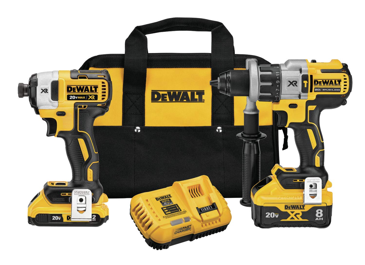 DEWALT 20V MAX* XR Cordless Drill Combo Kit, Hammer Drill & Impact Driver, Power Detect Technology (DCK299D1W1)