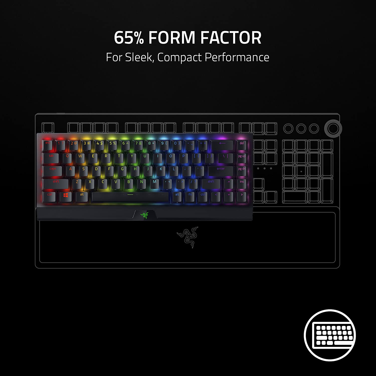 Razer BlackWidow V3 Mini HyperSpeed 65% Wireless Mechanical Gaming Keyboard: Yellow Mechanical Switches Linear & Silent - Doubleshot ABS Keycaps - Chroma RGB - Up to 200 Hr Battery - Snap Tap