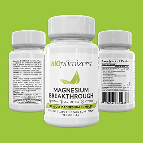 Magnesium Breakthrough Supplement 4.0 - Has 7 Forms of Magnesium: Glycinate, Malate, Citrate, and More - Natural Sleep and Brain Supplement - 30 Capsules