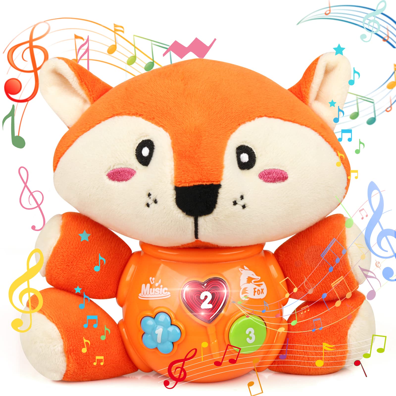 Vanmor Plush Fox Baby Toys 0 3 6 9 12 Months, Newborn Baby Musical Light Up Baby Toys, for 0-3 3-6 6-12 Months Boys Girls