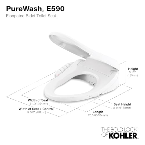 Elongated Bidet Toilet Seat Heated for Existing Toilets Nightlight Self-Cleaning Nozzle White Plastic