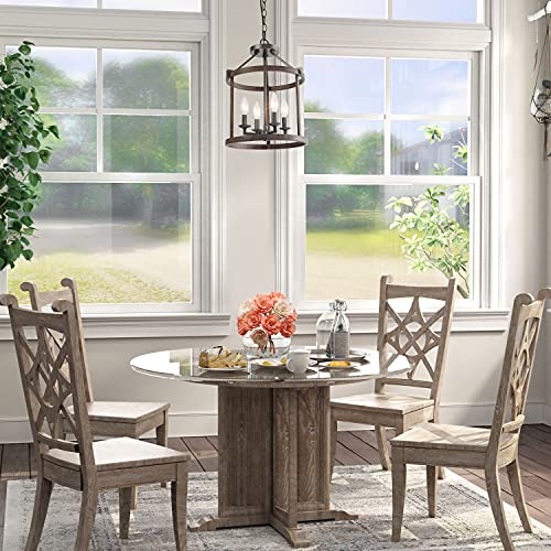 LNC Farmhouse Chandeliers for Dining Rooms with Faux Wood Finish, W13"xH17.1