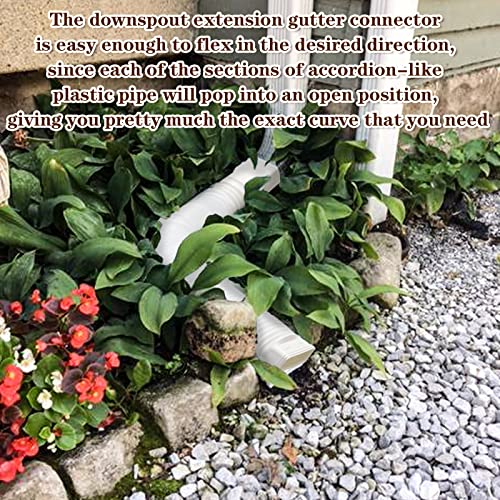Mapleza Rain Gutter Downspout Extensions Flexible - Drain Downspout Extender - Gutter Down Spout Drain -Extend from 21 to 60 Inches (White,2Pack)