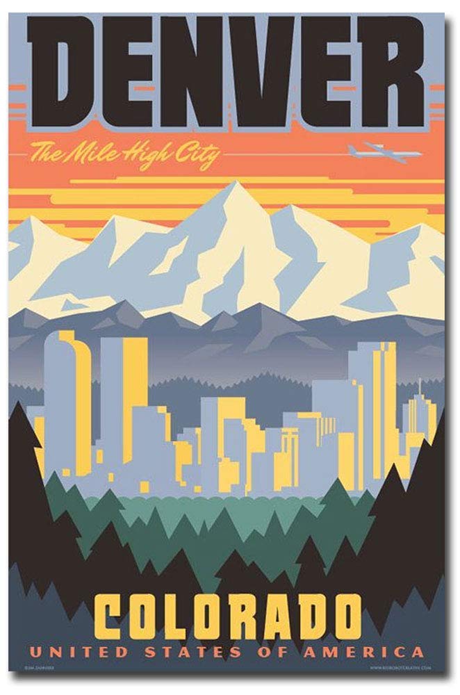 Denver Colorado Vintage Style Travel Vintage Art Refrigerator Magnet Size 2.5" x 3.7"
