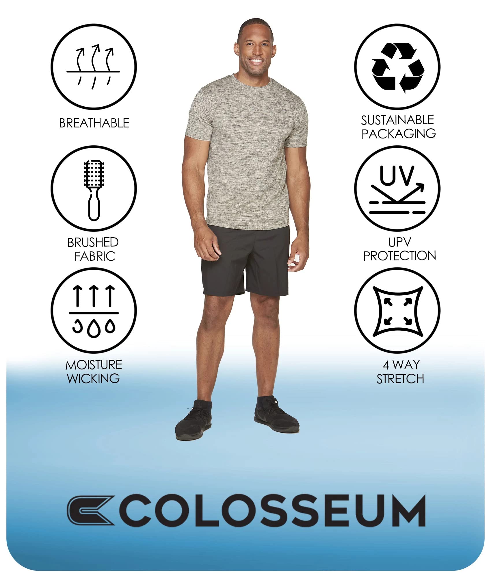 Colosseum Active Men's Apollo Performance Workout Short Sleeve Tee Shirt (Camel, Large)