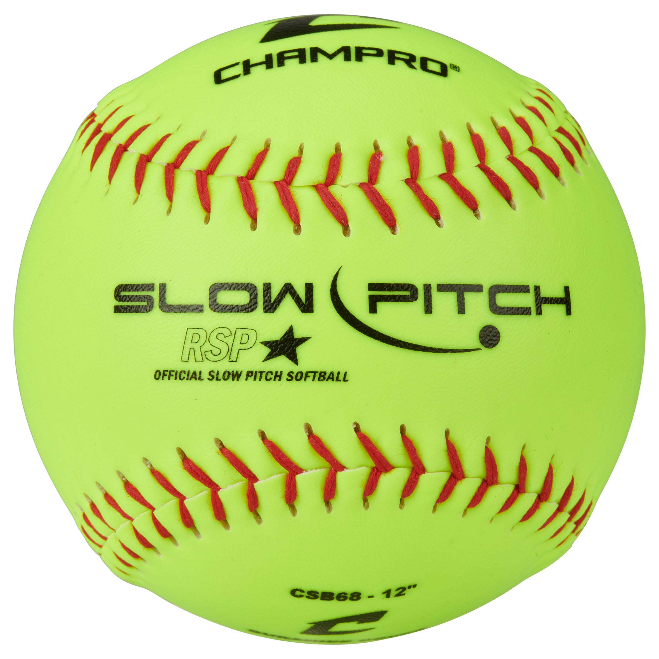 Champro 12" Slow Pitch Practice Softballs with Flat Seams and Durahide Cover, 12 Pack