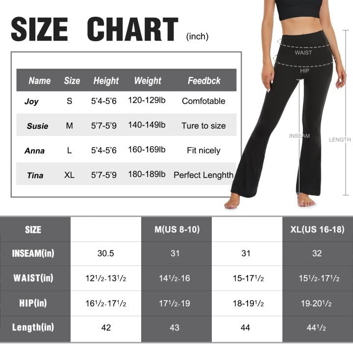 MOREFEEL Women's Black Flare Yoga Pants for Women, High Waisted Buttery Soft Bootcut Leggings