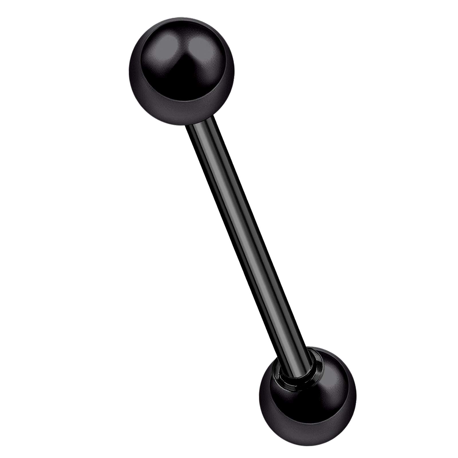 Black Titanium 14 gauge 5/8 16mm Cool Tongue Rings Piercing Jewelry Nipple with two 5mm Ball M5380