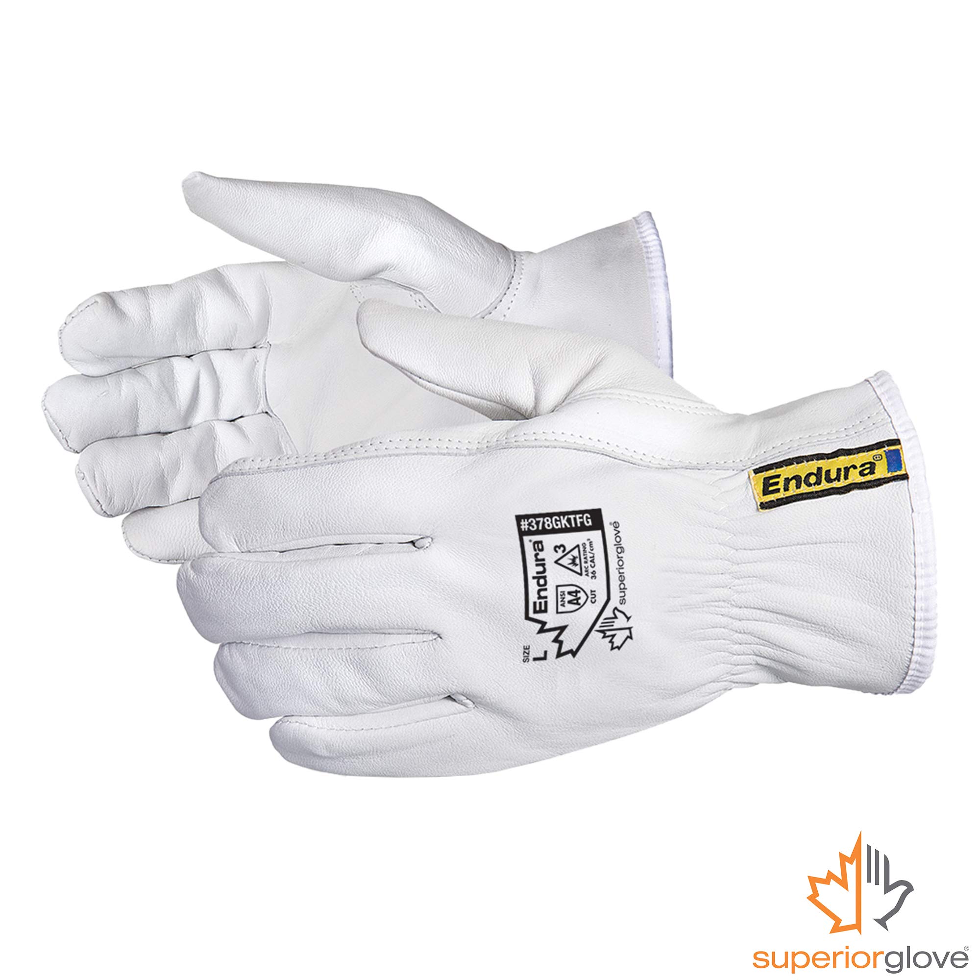 Superior Glove Endura Goatskin Leather Work Gloves with ParaActiv Cut Resistant Protection - Arc Flash Safety Work Gloves 378GKTFG (1 Pair) Large