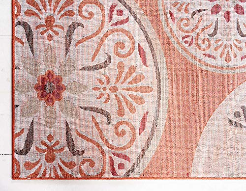 Unique Loom Outdoor Modern Collection Area Rug (4' 1" x 6' 1" Rectangle, Terracotta/ Burgundy)