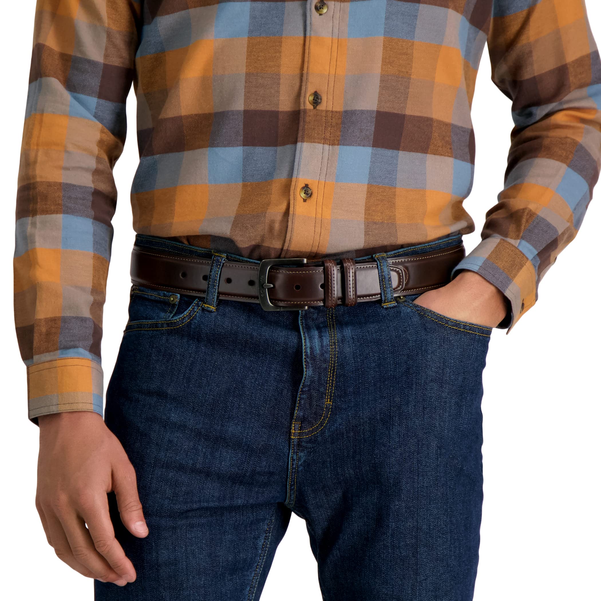Columbia Men's Double Loop Belt-Casual Dress with Single Prong Buckle for Jeans, Khakis