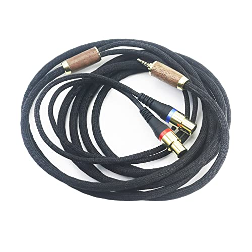 NewFantasia 2.5mm Balanced Cable 6N OCC Copper Silver Plated Cord 2.5mm Trrs Balanced Male Compatible with Audeze LCD-2, LCD-4, LCD-3, LCD-X, LCD-XC Headphones Walnut Wood Shell 2.1m