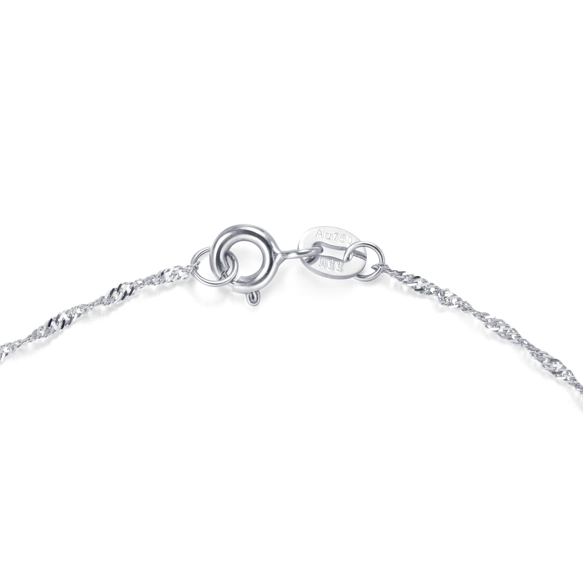 CHOW SANG SANG 18K Solid Gold Rope Chain Necklace for Women 03818N (17.7", (45 CM), White Gold)