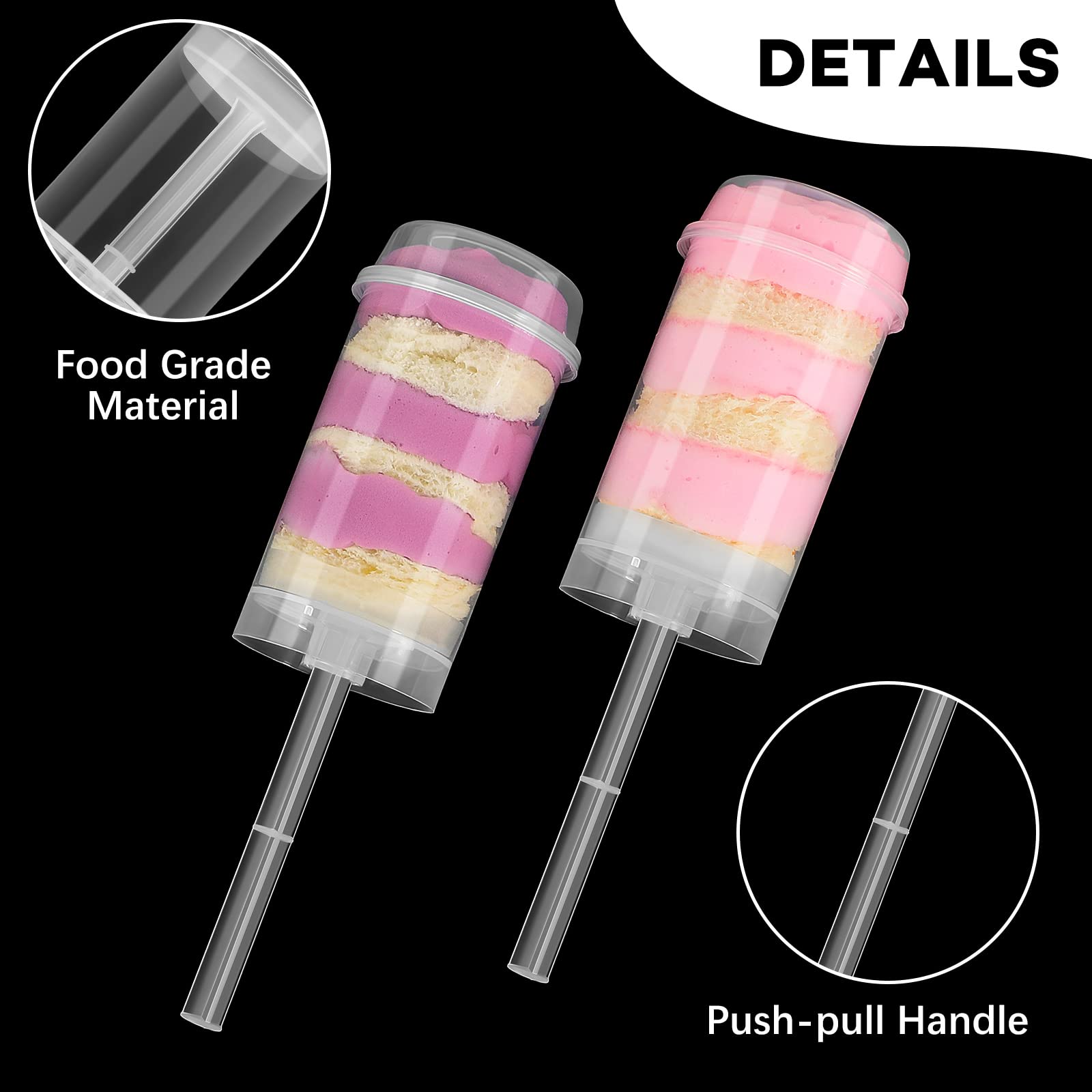 CHENGU 30 Hole Push Pop Cake Stand and 30 Clear Cake Pop Shooter Plastic Cake Containers Push up Containers Shooter Cups with Lids Cake Pop Tray Holder for Dessert (Rectangular with 1 Layer)
