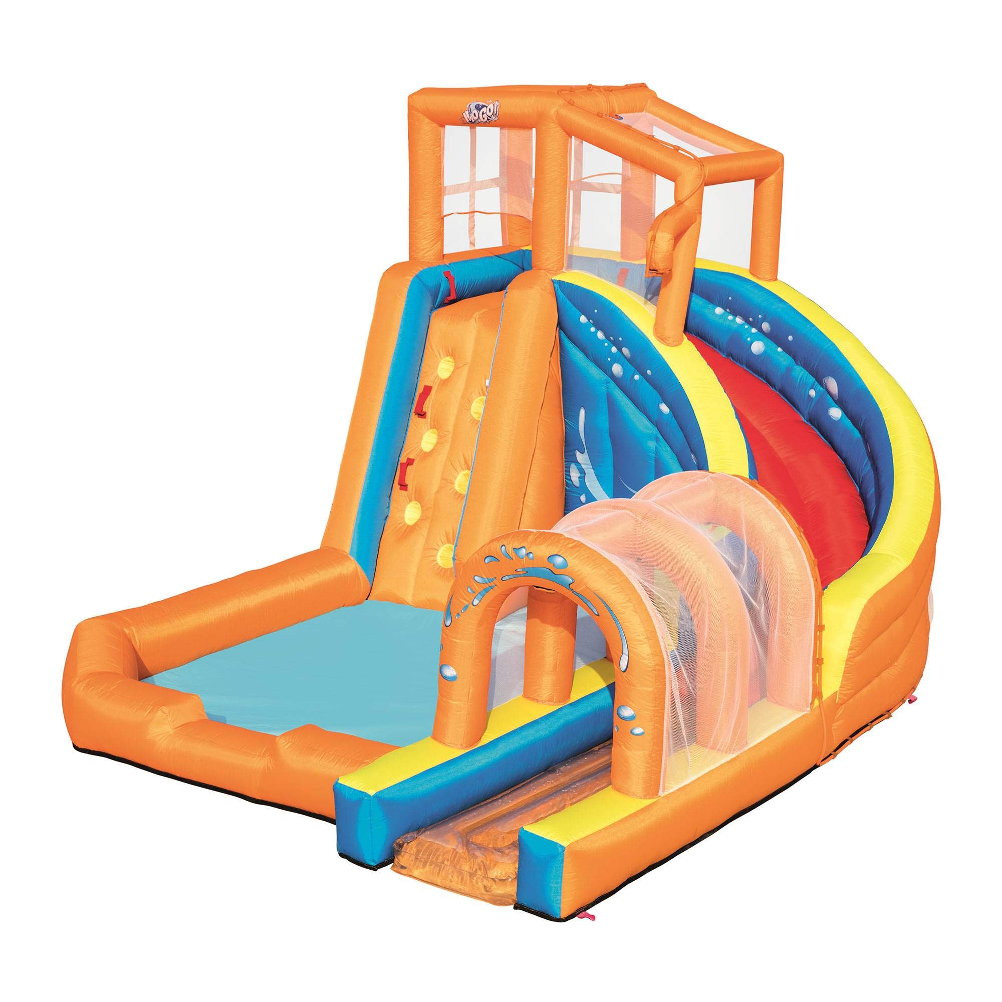 Bestway Hurricane Tunnel Blast Inflatable Water Park Play Center | Includes Big Water Slide, Water Blob, Climbing Wall, and Pool Area | Outdoor Summer Fun for Kids & Families
