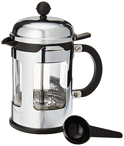 Bodum Chambord 4 Cup French Press Coffee Maker with Locking Lid Stainless Steel, 17-Ounce