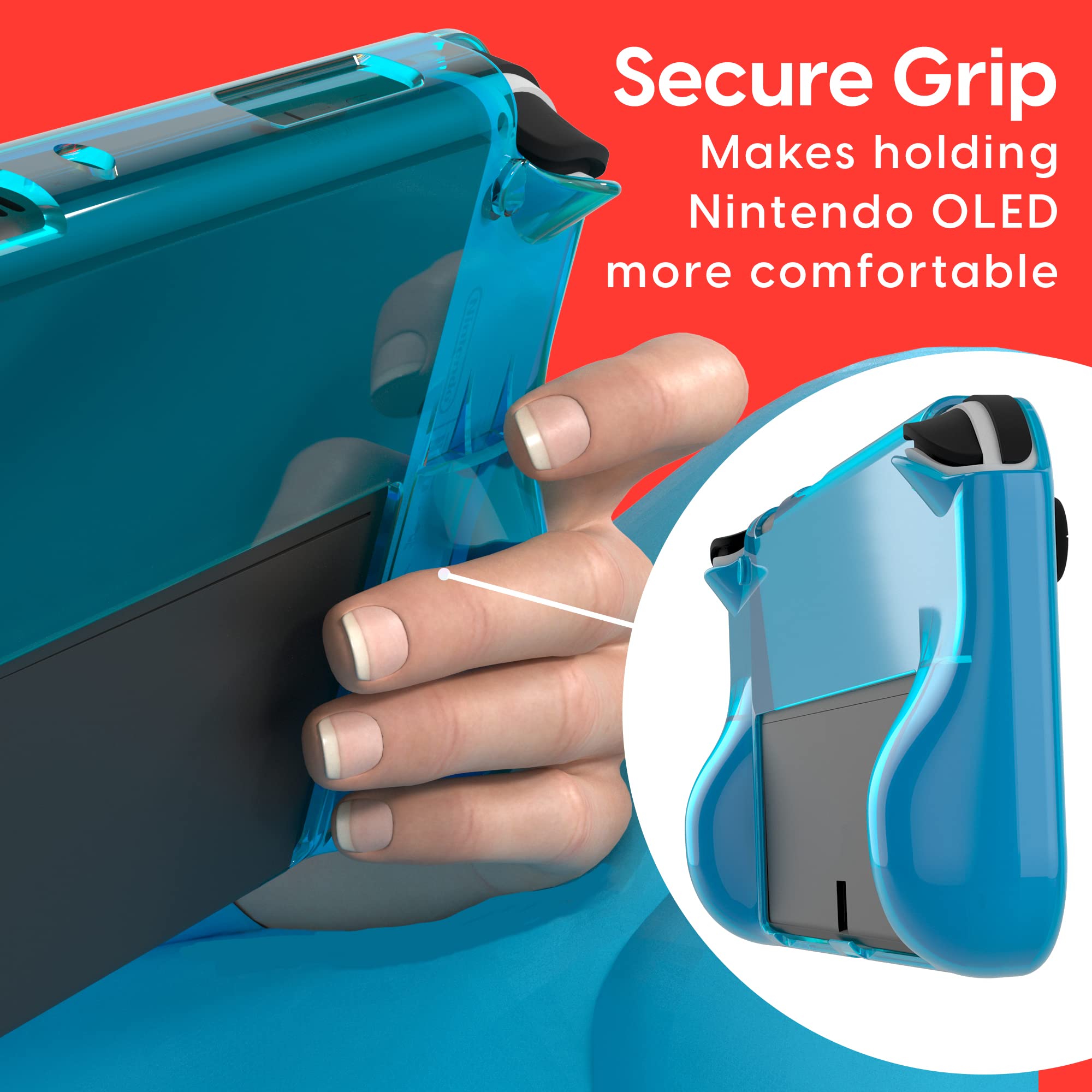 TALK WORKS Nintendo Switch OLED Case - Protective Fit Durable TPU Case Designed for Nintendo Switch OLED - Non-Slip Secure Holding Grips, Easy Opening for Kickstand - For Comfortable Gaming - Blue