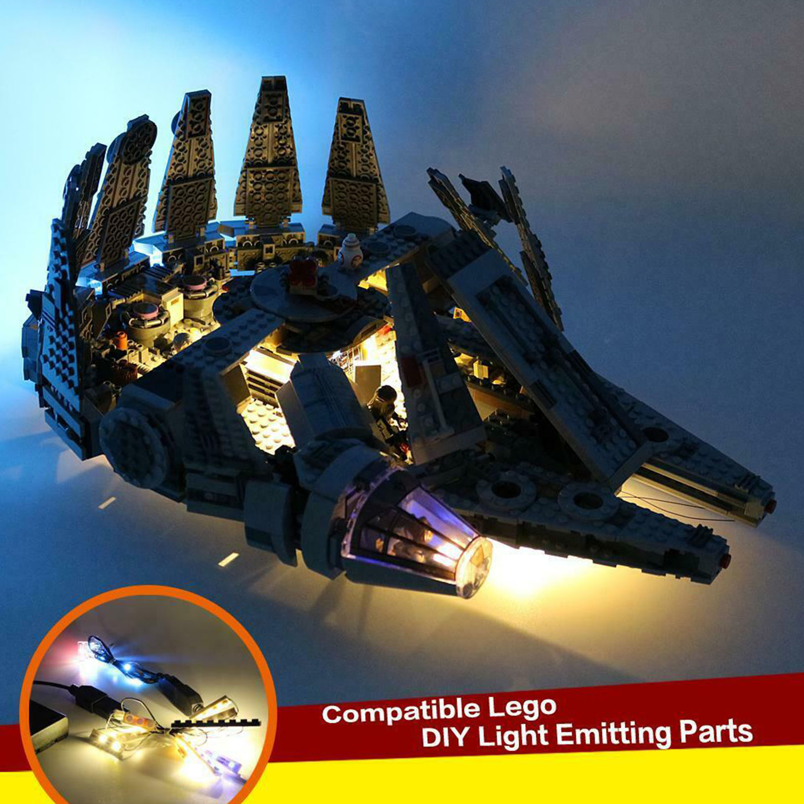 toyofmine Light Set Led Light kit Compatible for Lego 75105 (Star Wars Millennium Falcon) ,Building Blocks Model, (NOT Included The Model)