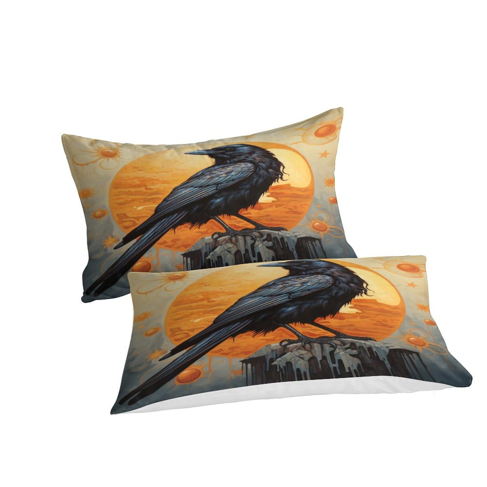 EVMILA Gothic Crow Duvet Cover Quilt Cover 3D Print Birds Comforter Covers for Boys Girls Bedding Set with Zipper Closure with Pillow Cases Soft Microfiber 3 Pieces Twin(173x218cm)
