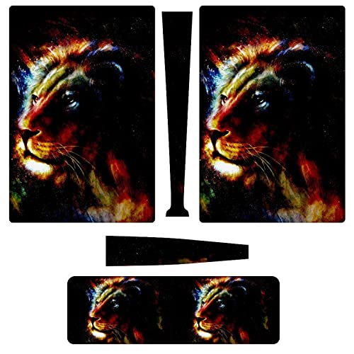 Color Lion Portrait Full Protective Skin Cover Design Wrap Decal Sticker Compatible with PS5 Digital Edition Console and Controller