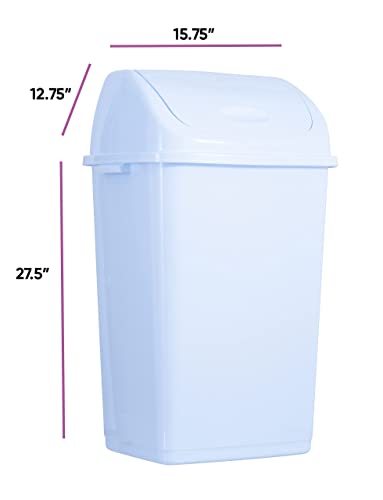 Superio Swing Top Trash Can, Waste Bin for Home, Kitchen, Office, Bedroom, Bathroom, Ideal for Large or Small Spaces - White (3 Pack- 4.5 Gal, 9 Gal, 13 Gal)