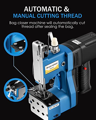 Moonshan Bag Closer Machine Industrial Bag Closing Machine Bag Sewing Machine Automatic Woven Bag Sewer Packing Machine for Packing Bags Non-woven Fabrics Leather (GS7-017)