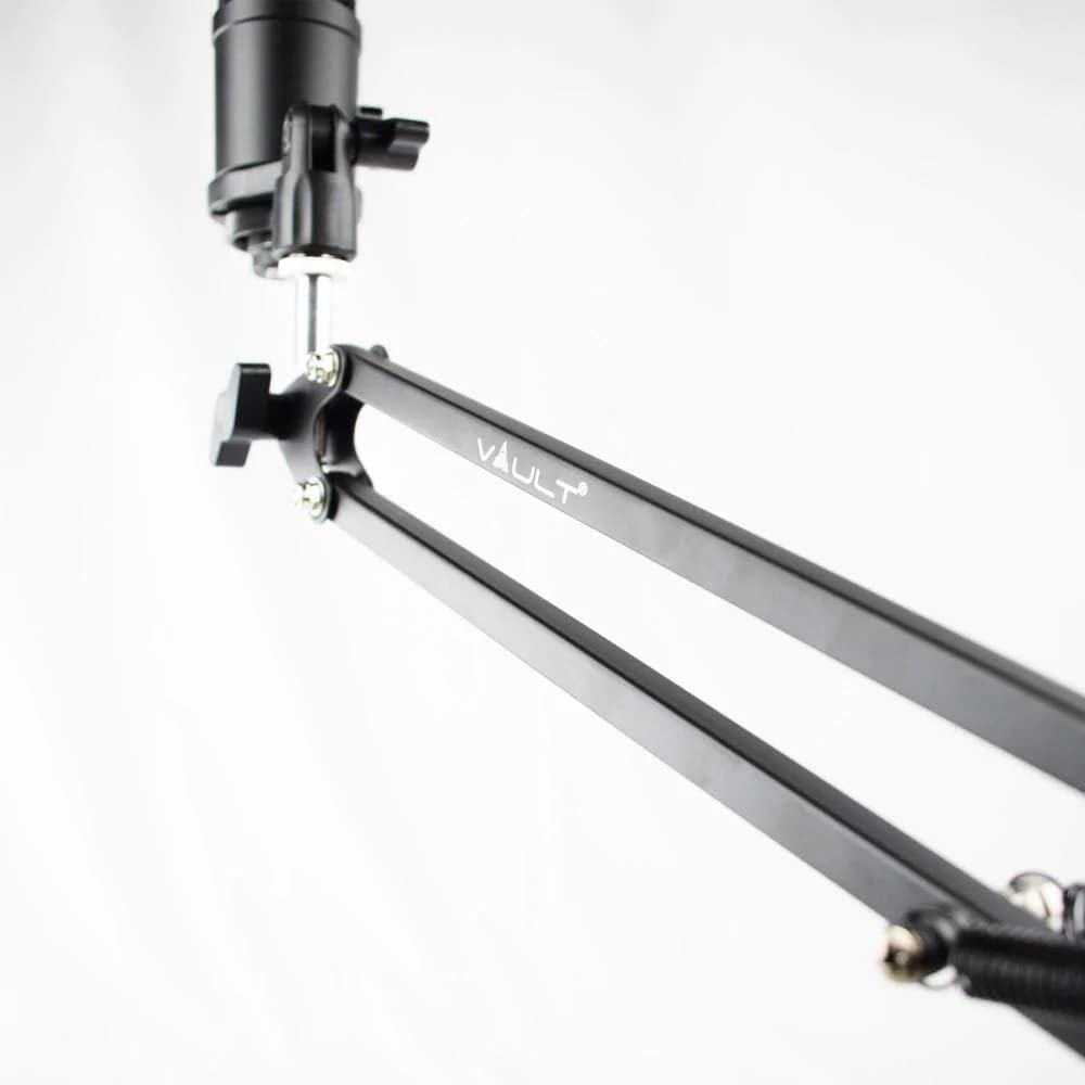 Vault MS126-1 Microphone Boom Scissor Extendable Arm Stand for Dynamic and Condenser Microphone with Mic Clip Holder & Table Mounting Clamp