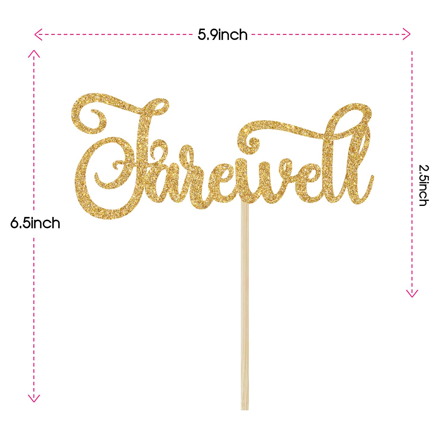 Farewell Cake Topper, We Will Miss You, Farewell Cake Decorations, Graduation/Going Away/Retirement/Goodbye Party Decorations, Gold Glitter