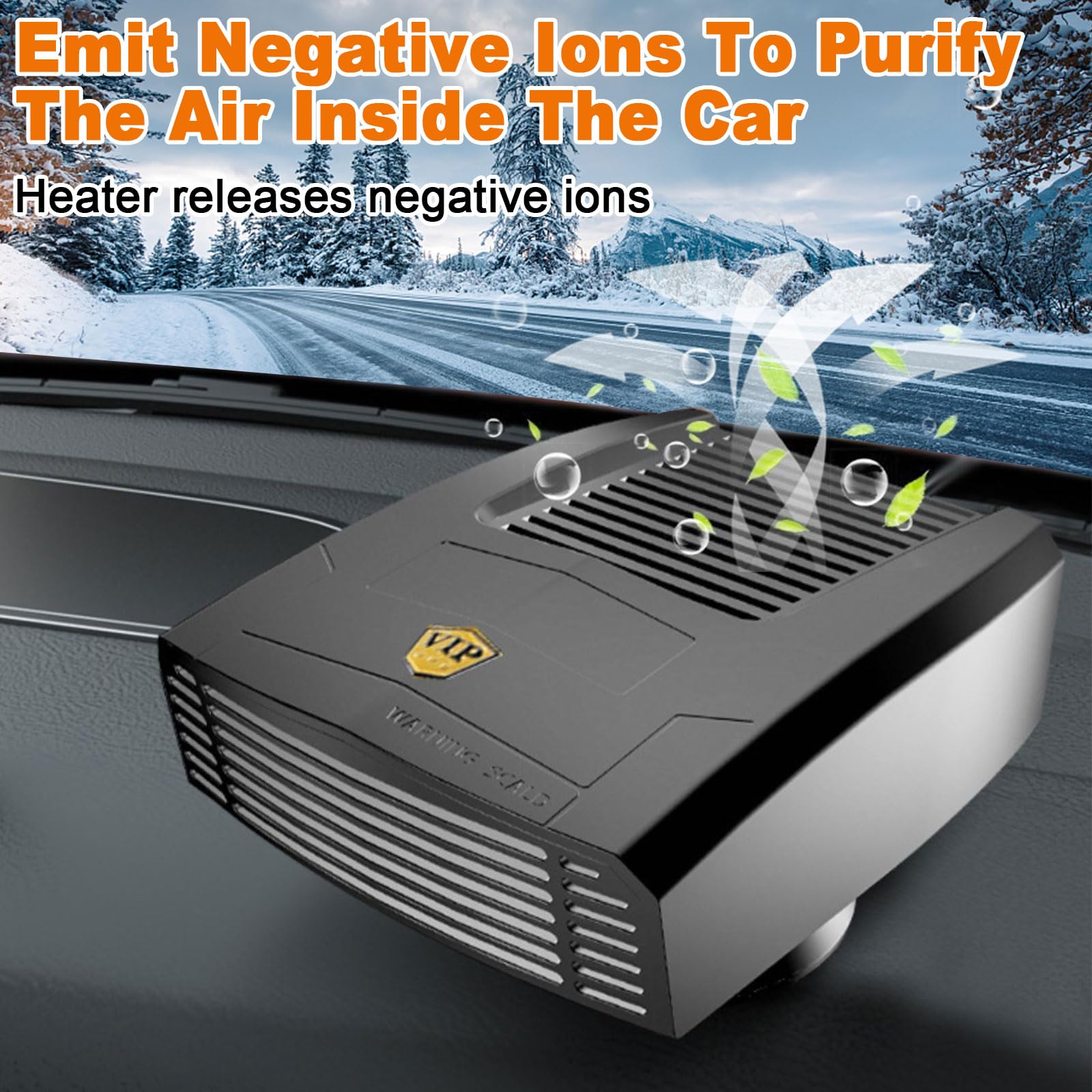 Car Heater, 12V 120W Portable Car Heater Windshield Fast Heating Defrost Defogge 2 in 1 Heating Fan/Cooling Fan Adjustable Thermostat in Cigarette Lighter, Black
