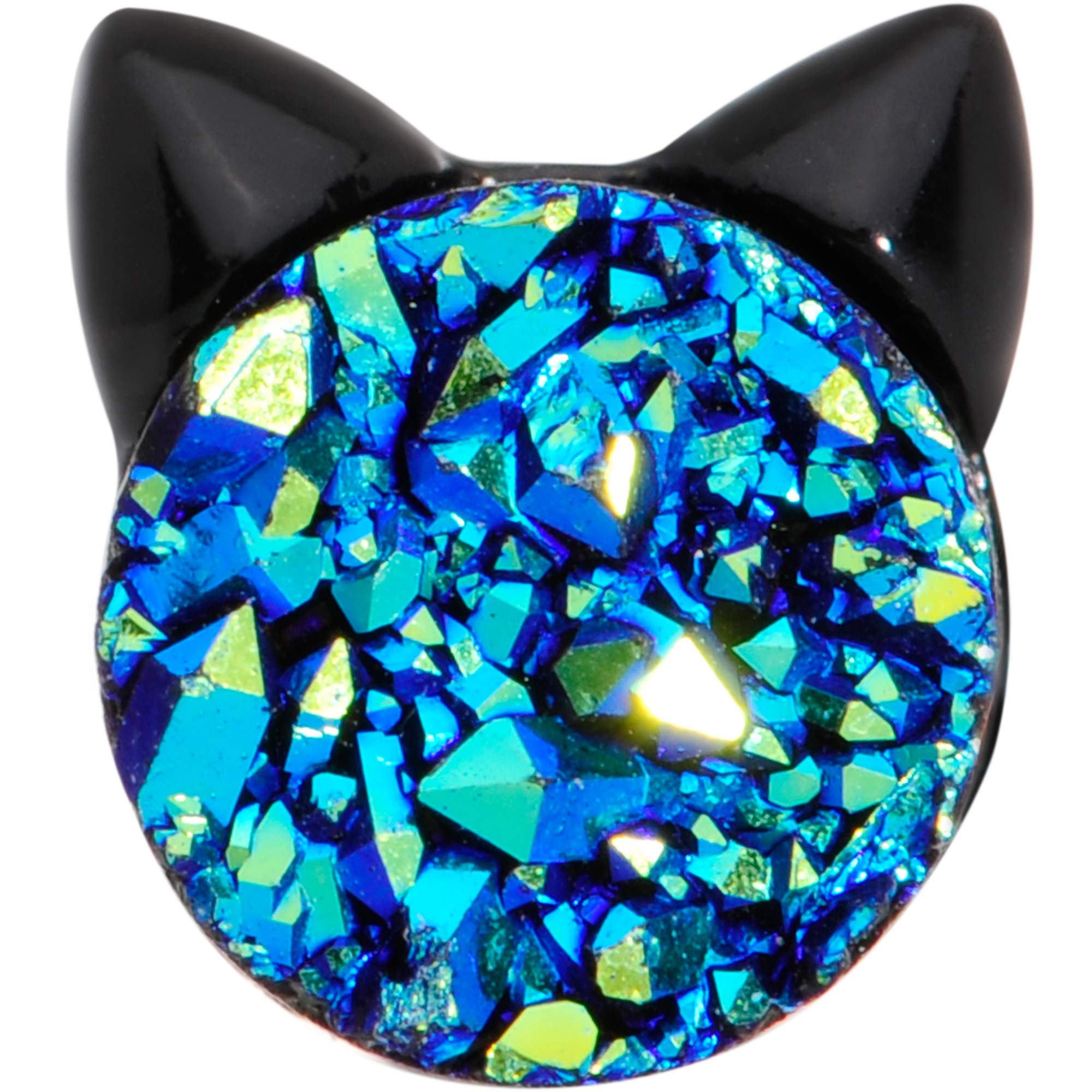 Body Candy 16G Black Plated Steel Helix Stud Tragus Cartilage Earring Blue Accent Black Cat Body Jewelry 6mm