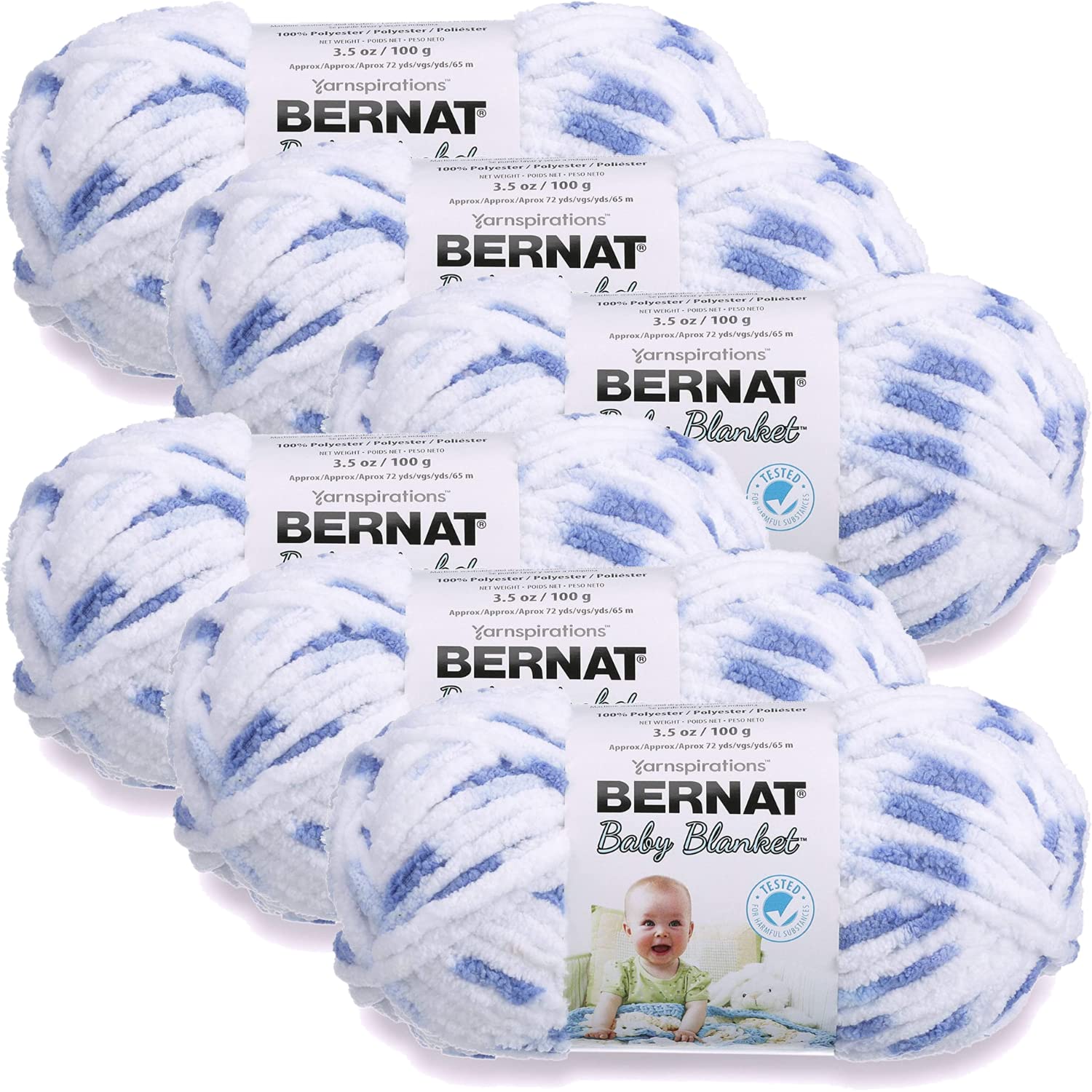 Bernat Little Denim Print, Baby Blanket Yarn, Multipack of 6, 6 Pack