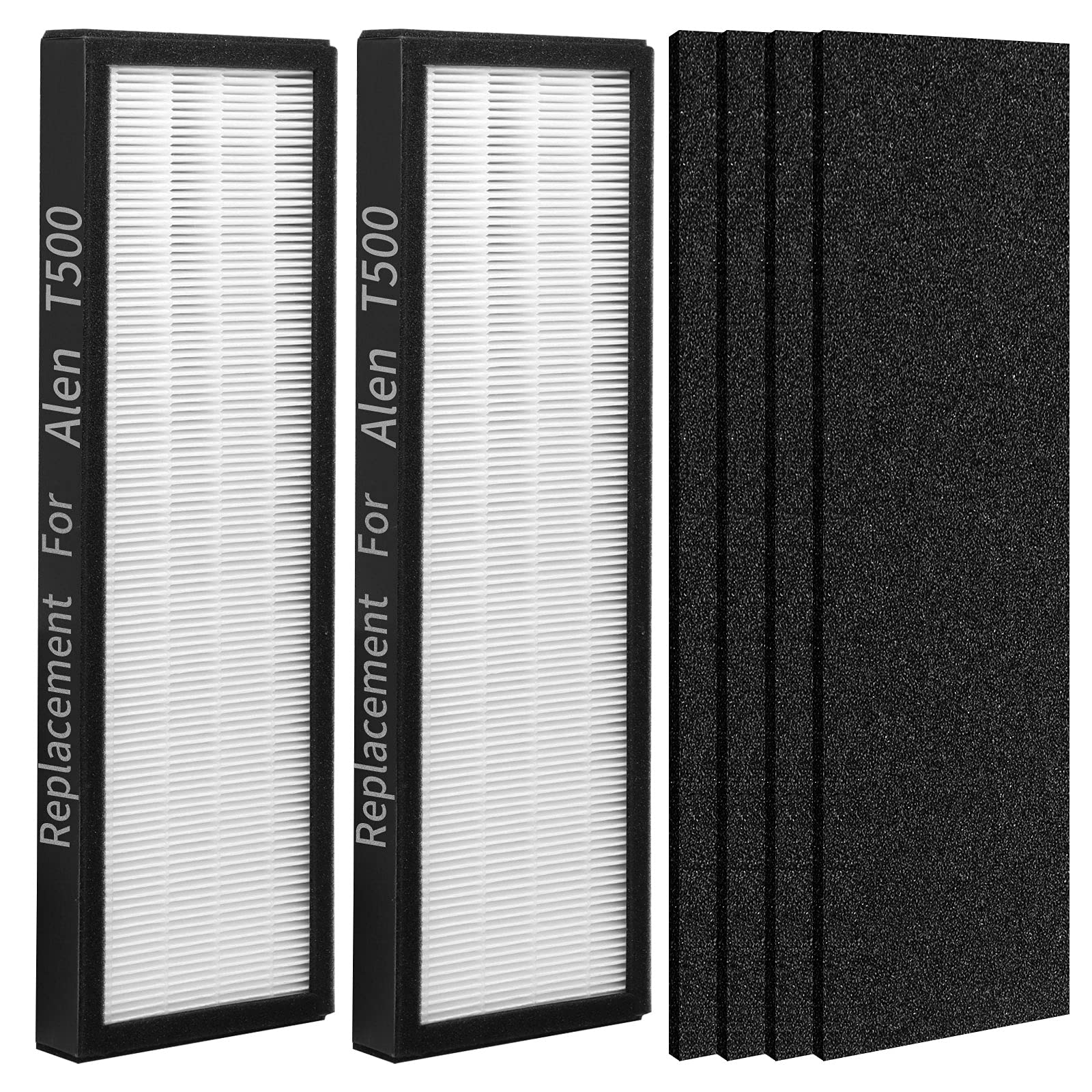 VALZONE 2 Pack TF60 True HEPA Replacement Filter Compatible with T500 Air Purifier with 4 Extra Carbon Pre-Filters