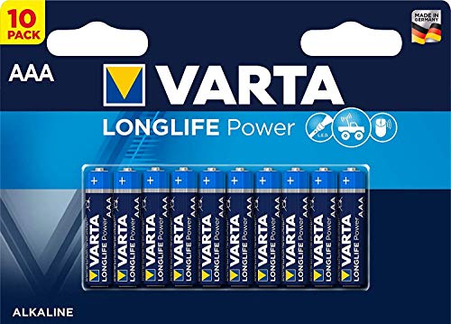 VARTA Longlife Power AAA Micro LR03 Alkaline Battery (10-Pack) - Made in Germany - Ideal for Toys, Torches, Controllers and Other Battery-Powered Devices