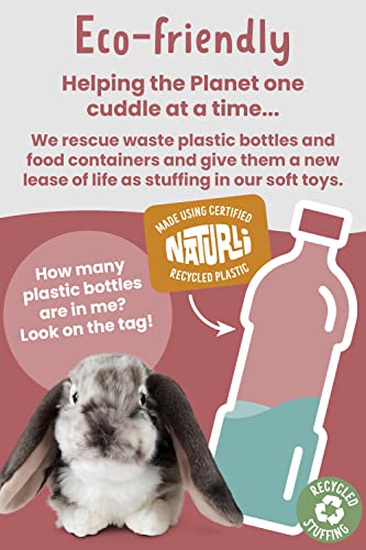 Living Nature Grey Dutch Lop Eared Rabbit, Realistic Soft Cuddly Bunny Toy, Naturli Eco-Friendly Plush, 10 Inches