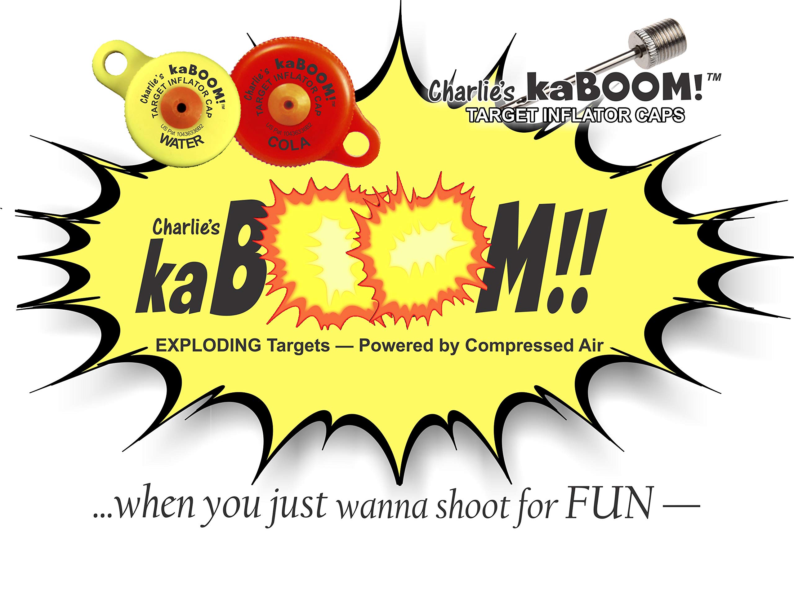 Charlie's kaBOOM! Exploding Cola Target Caps 10-Pack - Turn Plastic Bottles into Reactive Targets - Archery - Bow - Firearms - Pellet Gun- air Rifle and More