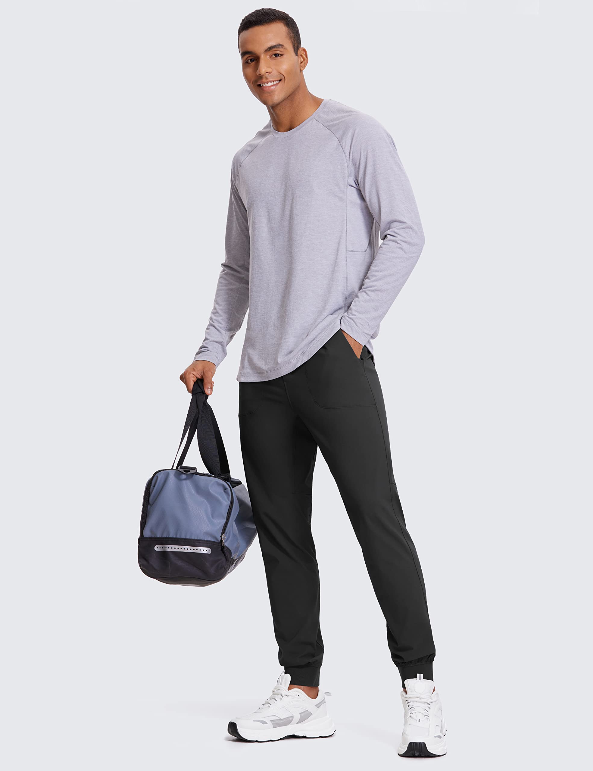 CRZ YOGA Men's Stretch Golf Joggers Pants - 30" Quick Dry Workout Track Pants Joggers Casual Work Sweatpants with Pockets Black X-Small