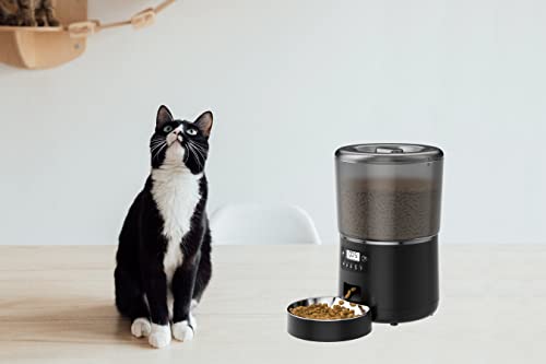 Mcacetine Automatic Cat Feeders, Auto 4L Timed Cat Dog Feeder Pet Dry Food Dispenser Smart cat Dog Feeder with Stainless Steel Bowl for Small Medium Pets