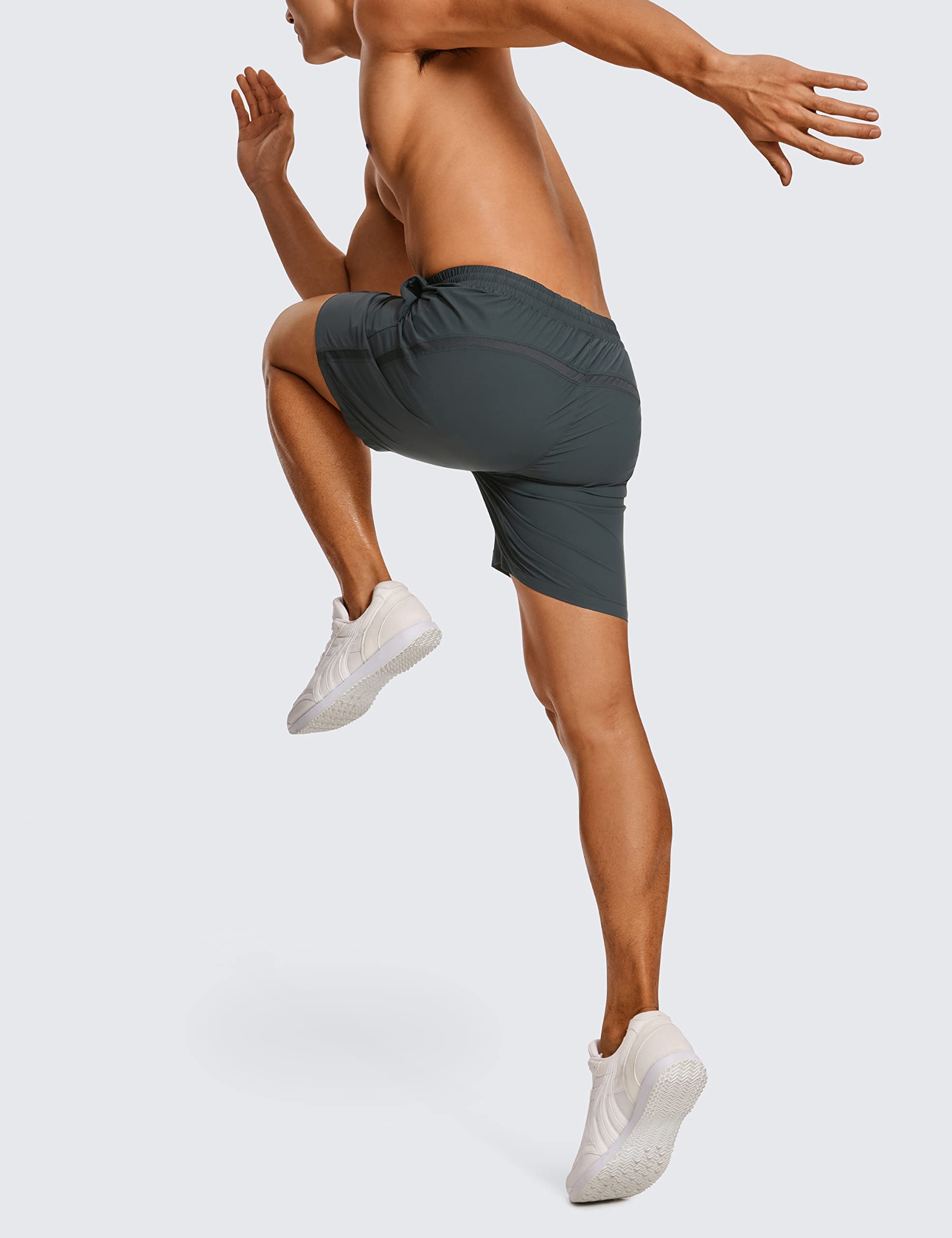 CRZ YOGA Men's Linerless Gym Shorts - 7'' Ultra-Light Quick Dry Workout Running Training Athletic Shorts with Pockets Melanite X-Large