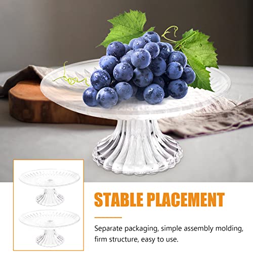 DOITOOL 2Pcs Glass Footed Platter Crystal Footed Cake Plate Platter Round Footed Cake Stand Clear Serving Dish Platter for Home Kitchen (Transparent)