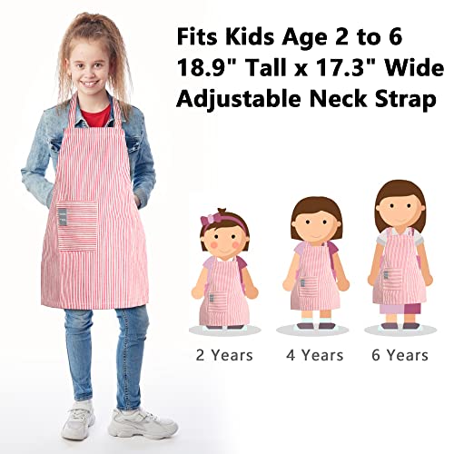 TeddSnow Kids Apron, Toddler Cotton Adjustable Bib Chef Apron with Pocket, For Children Age 2 to 5 years, Boys Girls
