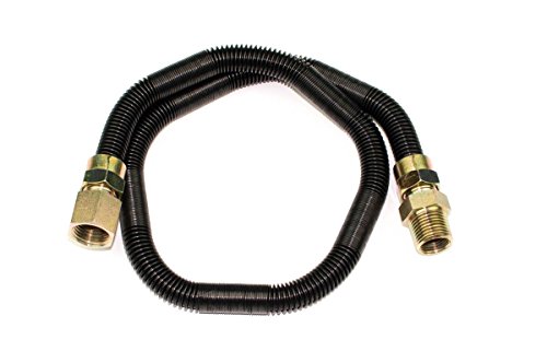 Dreffco 24'' x 3/4'' High Capacity Gas Flex Line - Premium Quality Black Non-Whistle Fire Pit, Fireplace, Dryer Gas Line - Perfect Gas Line for NG or LP Fire Pits - Versatile Usage - Easy Installation