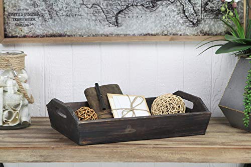 Cheung's FP-3772B Deep Wooden Tray with Side Handles| Shabby Brown