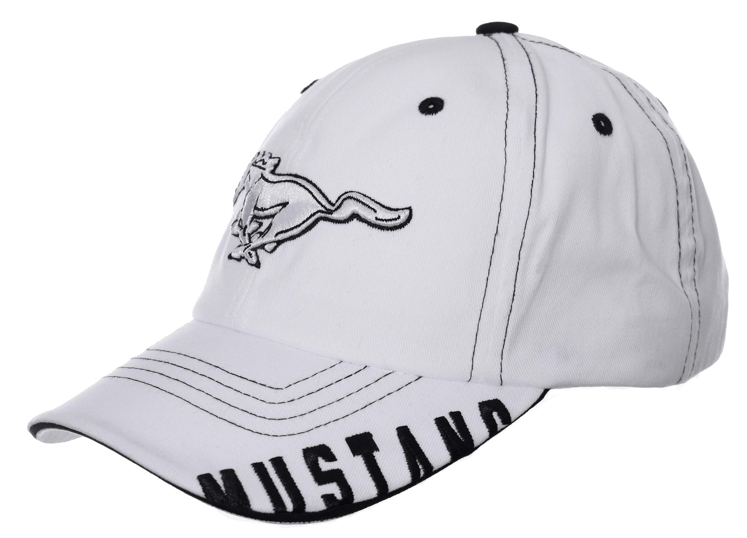 Checkered Flag Men's Ford Mustang Cap White Logo Velcro Back Hat