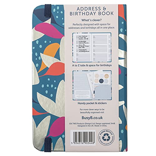 Busy B Address & Birthday Book with Birthday Reminders and Address Change Stickers - Floral